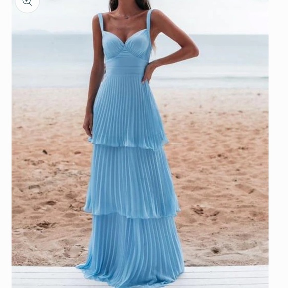 Dresses | Light Blue Ruffle Prom Dress | Poshmark
